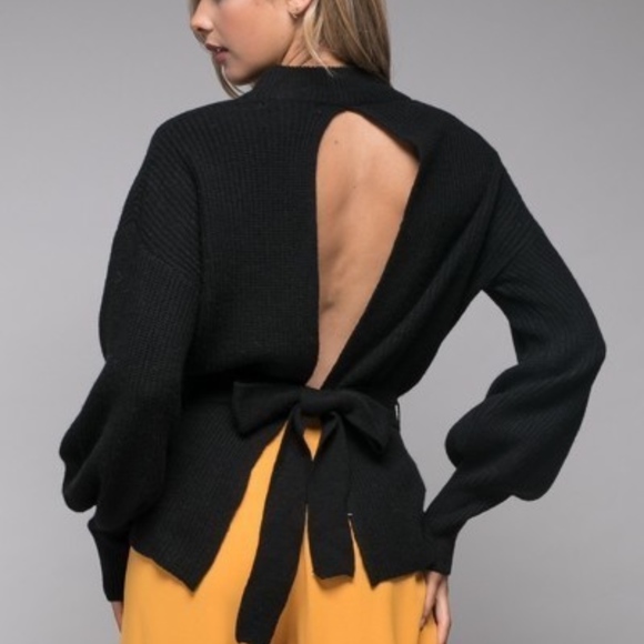 Sweaters | Bow Tie Open Back Sweater Last In Stock | Poshmark